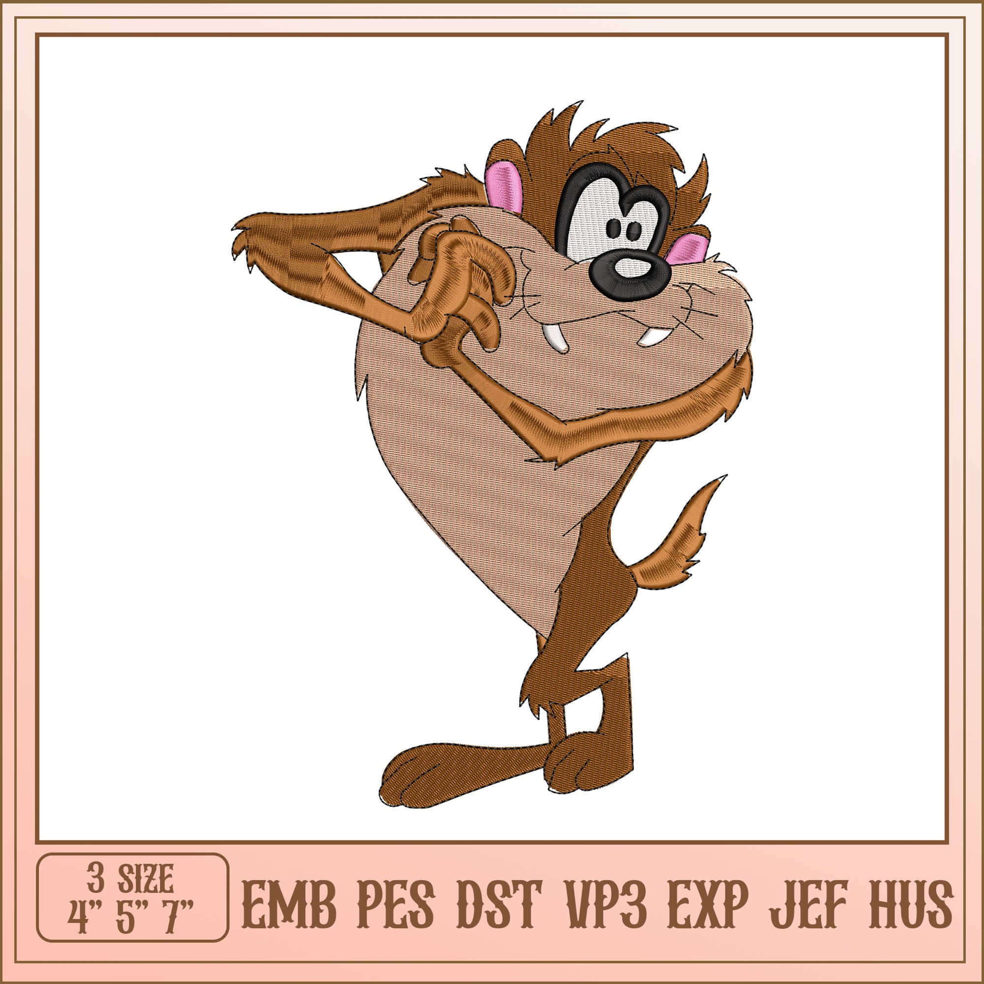 Taz the Tasmanian Devil Embroidery Design in Multiple Sizes – svg files ...