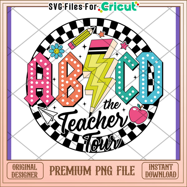 Teacher Tour PNG Design ABC Retro – svg files for cricut