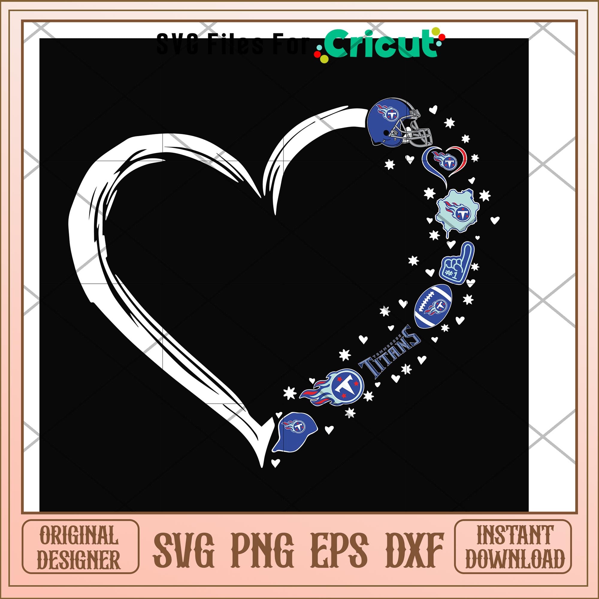 Tennessee Titans heart shape svg, Tennessee Titans svg, new nfl svg ...