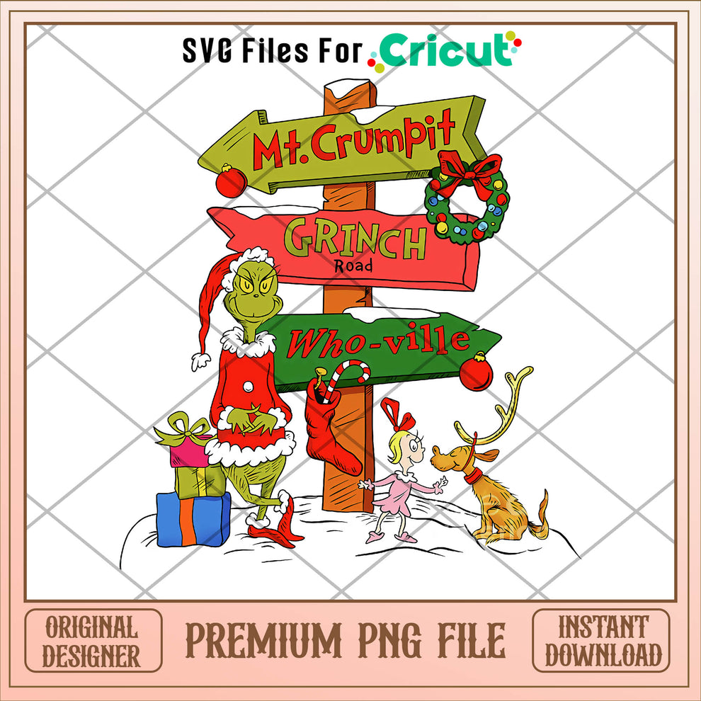 The grinch and road sign png, grinch png, christmas png – svg files for ...