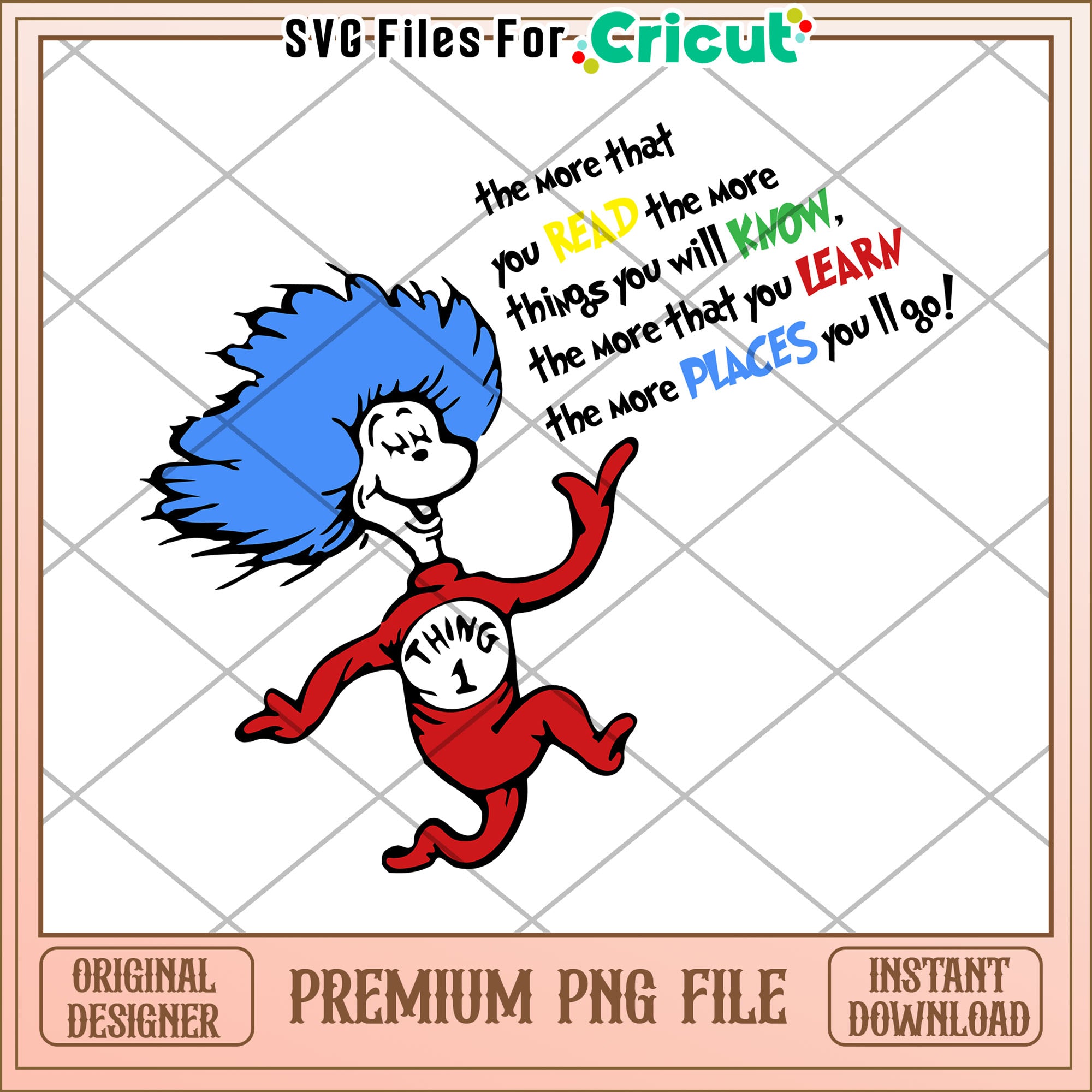 Thing 1 PNG Read, Learn, Grow – svg files for cricut