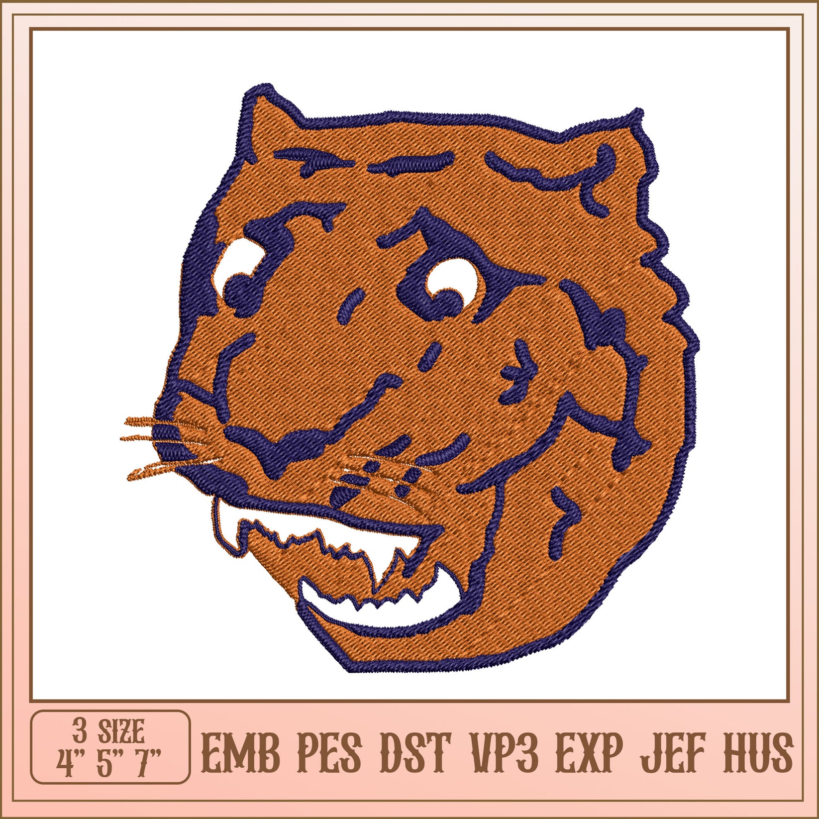 Tiger Face Embroidery Design for Machine Use in Three Sizes – svg files ...