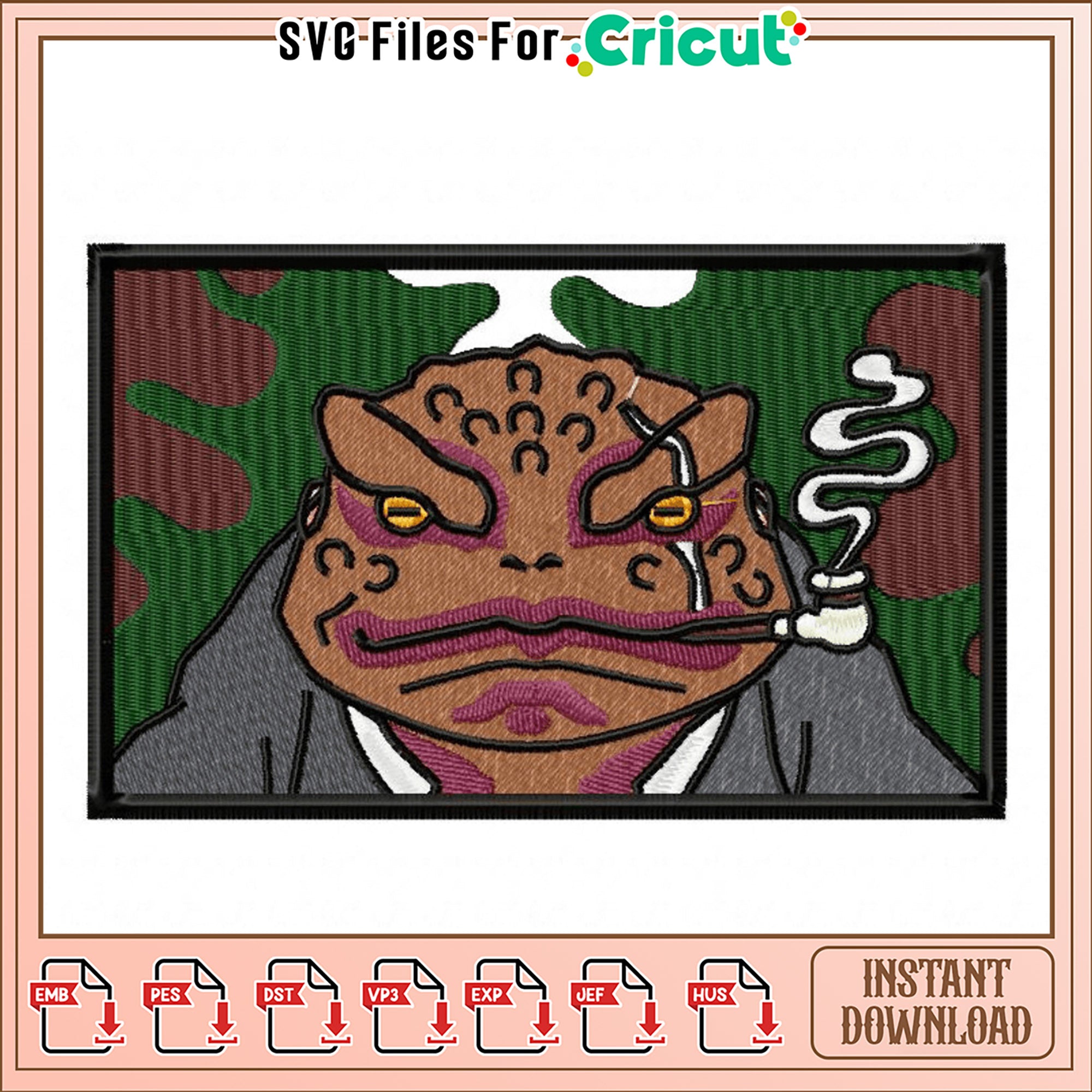 Toad Smoking Embroidery Design Instant Download – svg files for cricut