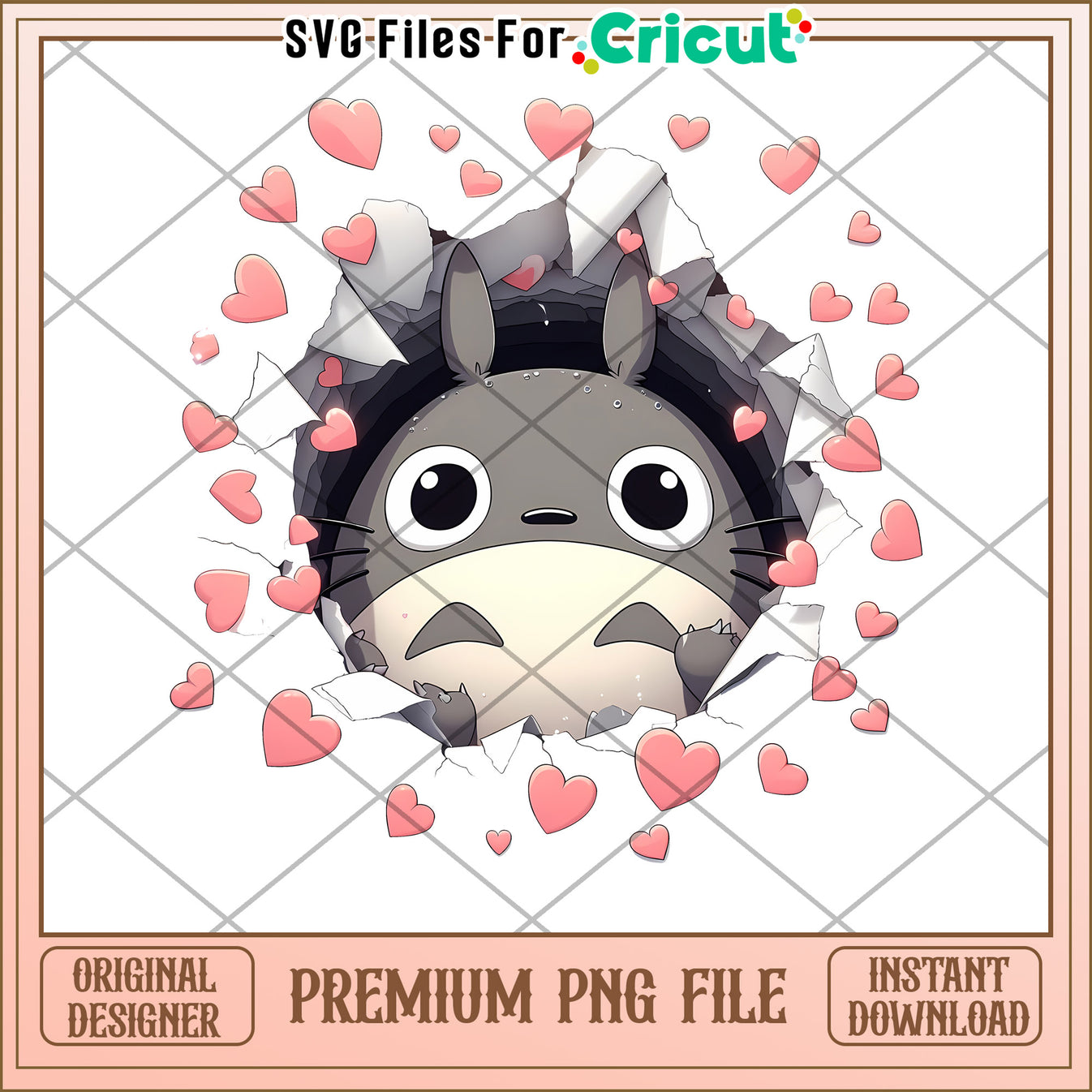 Totoro PNG Premium Love Hearts Design – svg files for cricut