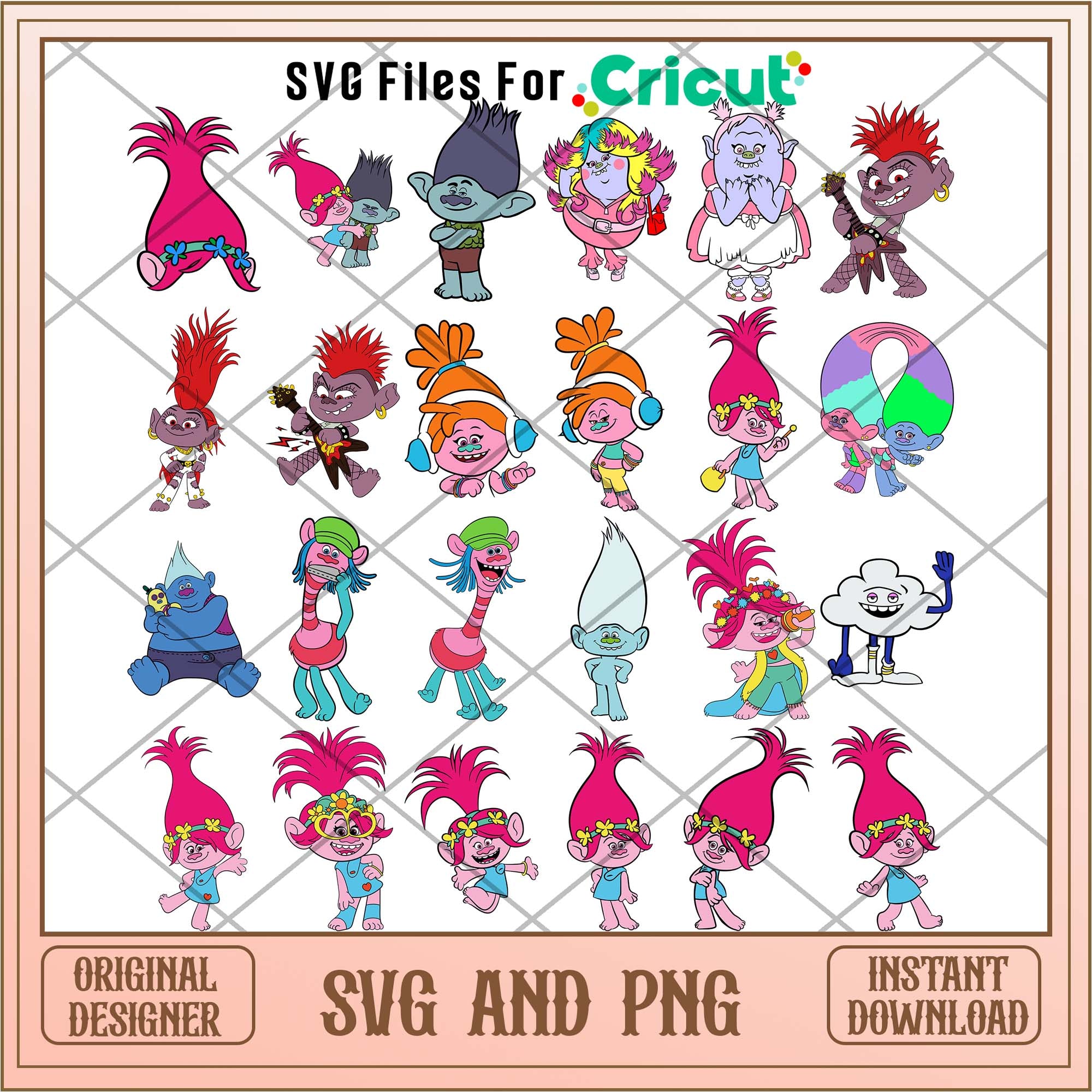 Troll cartoon cute character svg bundle – svg files for cricut