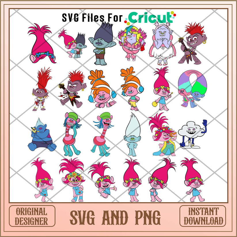 Troll cartoon cute character svg bundle – svg files for cricut