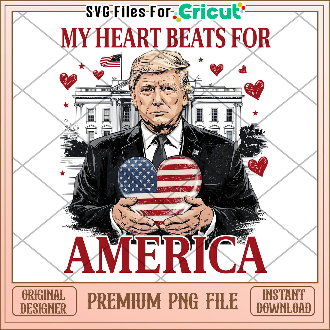 Trump Heart Beats for America PNG – svg files for cricut