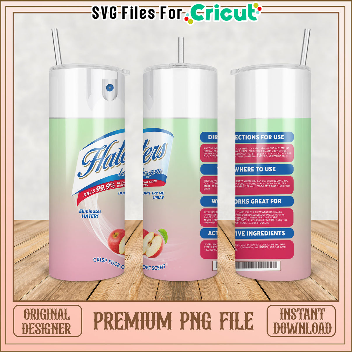 Tumbler PNG Hate's Gone Design – svg files for cricut