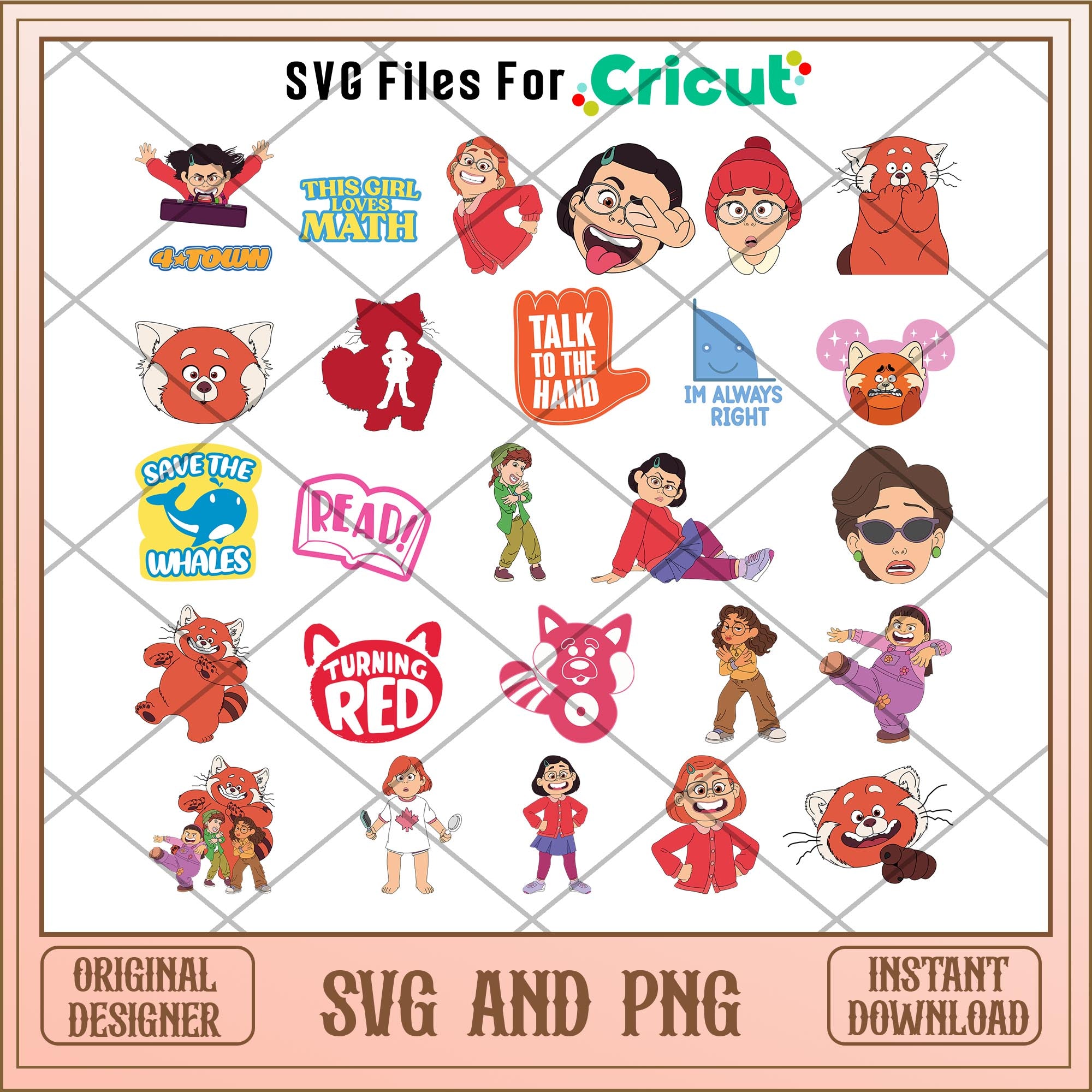 Turning red movie symbol svg bundle – svg files for cricut