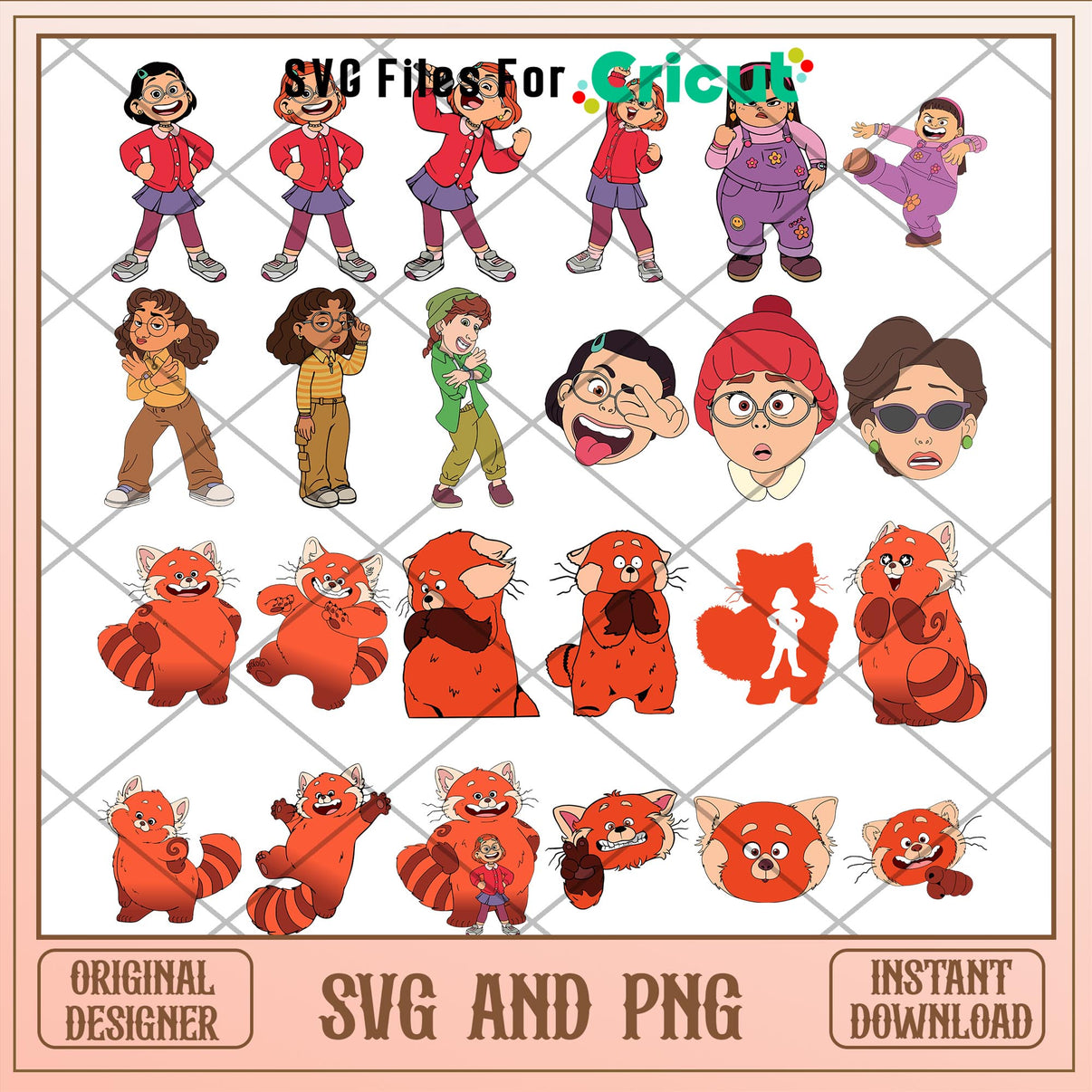 Disney Turning red movie characters svg bundle – svg files for cricut