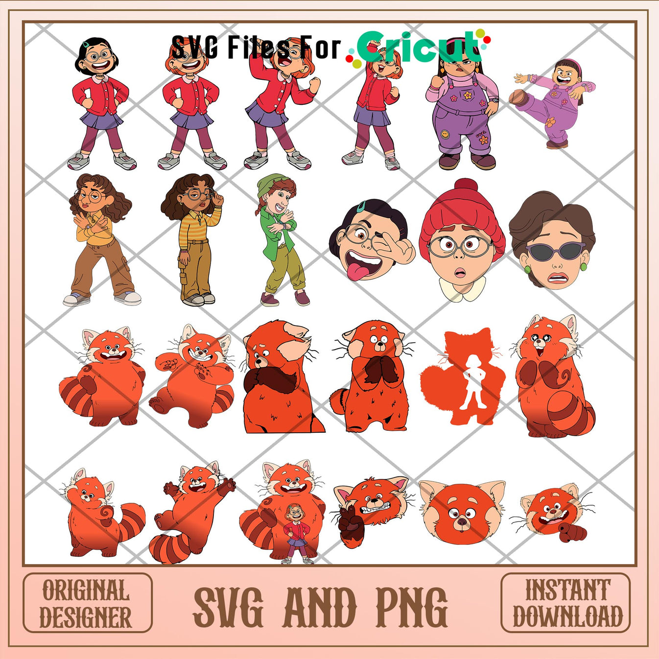 Disney Turning red movie characters svg bundle – svg files for cricut