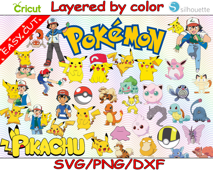 Pokemon Svg bundle, old Pokemon svg files, Pokemon Clipart, Pikachu sv ...