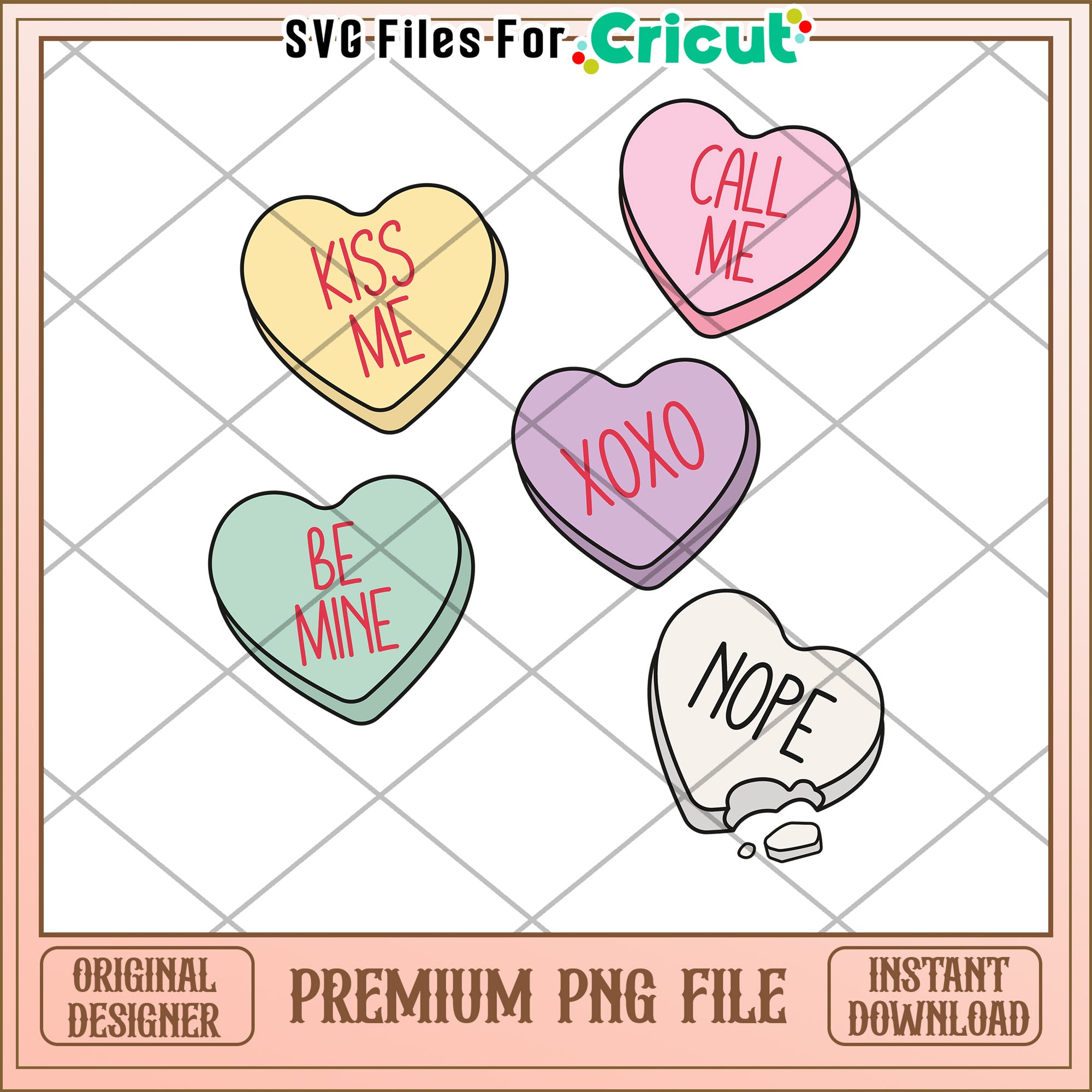 Valentine Candy Hearts PNG Instant Download – svg files for cricut