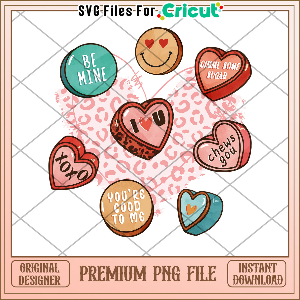 Valentines Candy Heart PNG Design – svg files for cricut