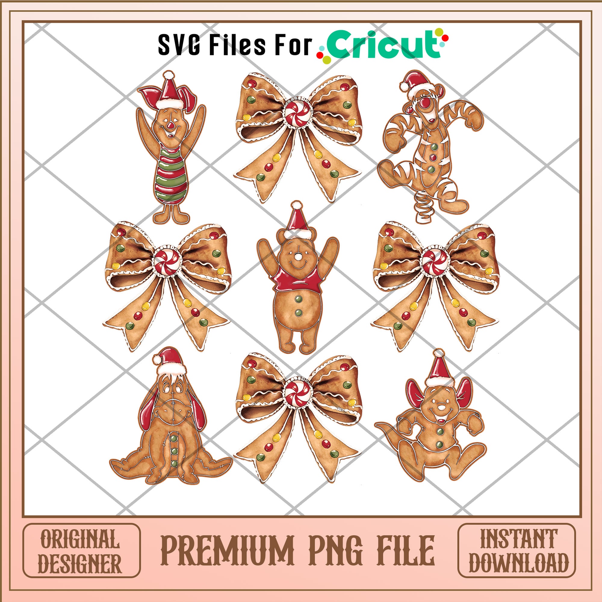 Vintage christmas bow and Gingerbread png, Gingerbread png – svg files ...