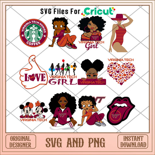 Virginia Tech girl svg, Virginia Tech college svg bundle, NCAA svg ...