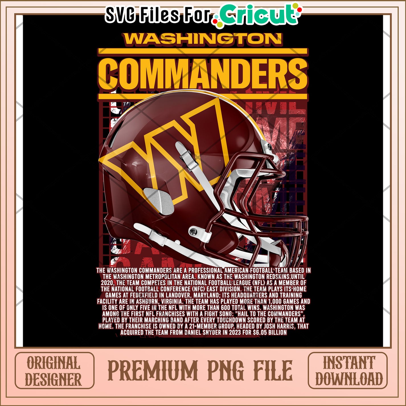 Washington Commanders PNG File for Cricut, Premium Instant Download ...