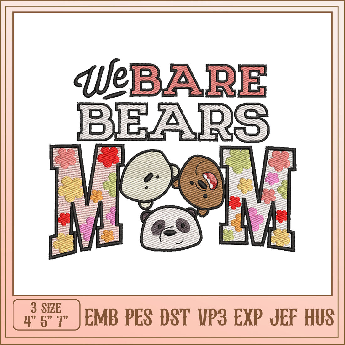 We Bare Bears Mom Embroidery Design – svg files for cricut