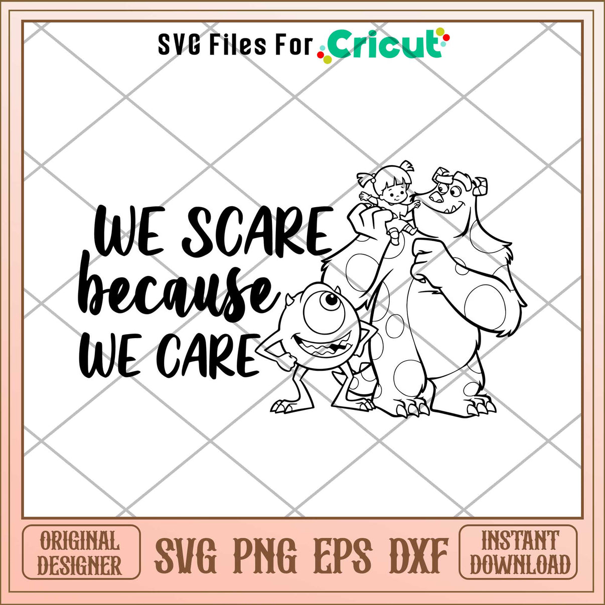 We Scare We Care monsters inc svg, monsters inc svg, Digital dowload ...