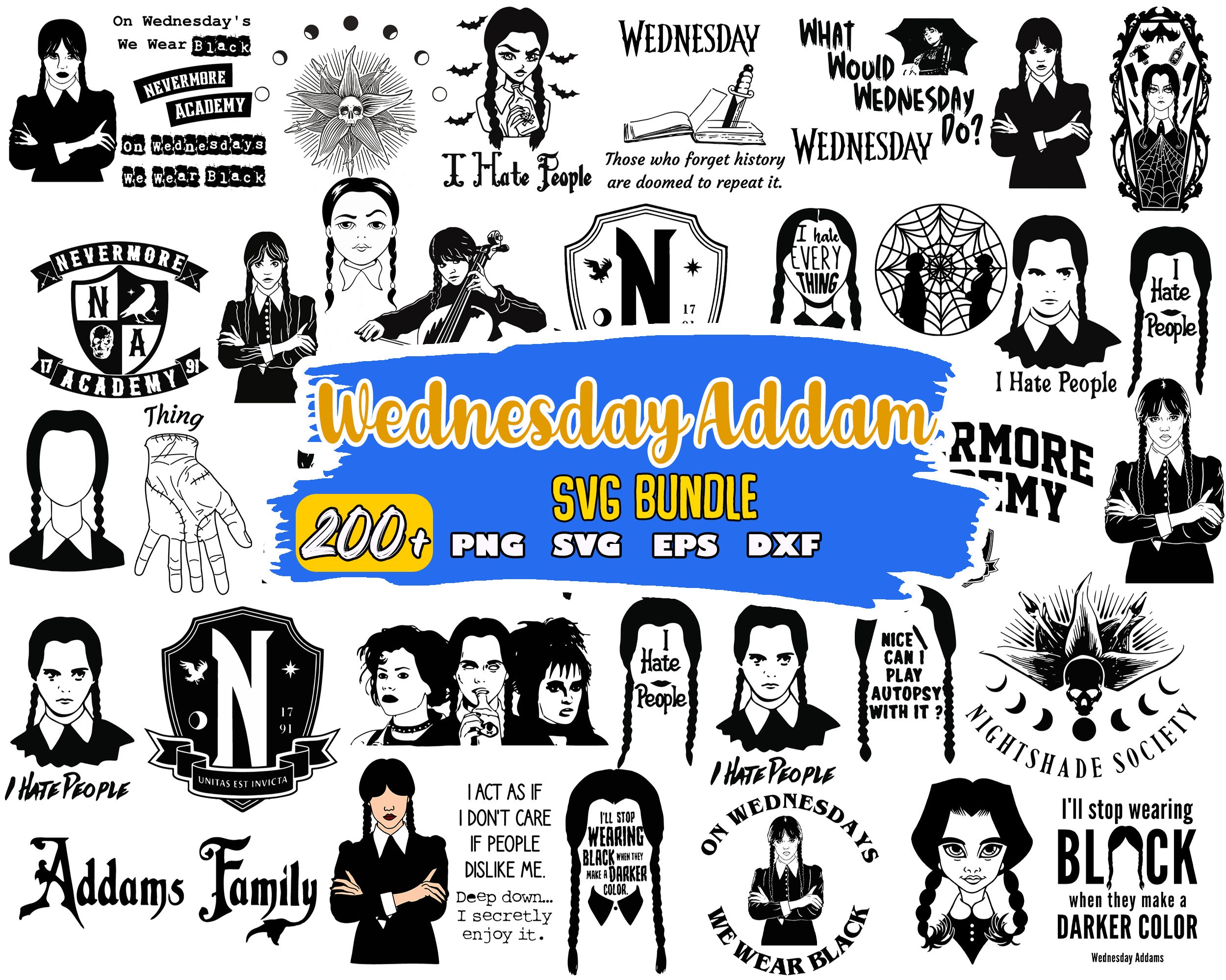 Wednesday addams black white bundle svg, addams family svg – svg files ...