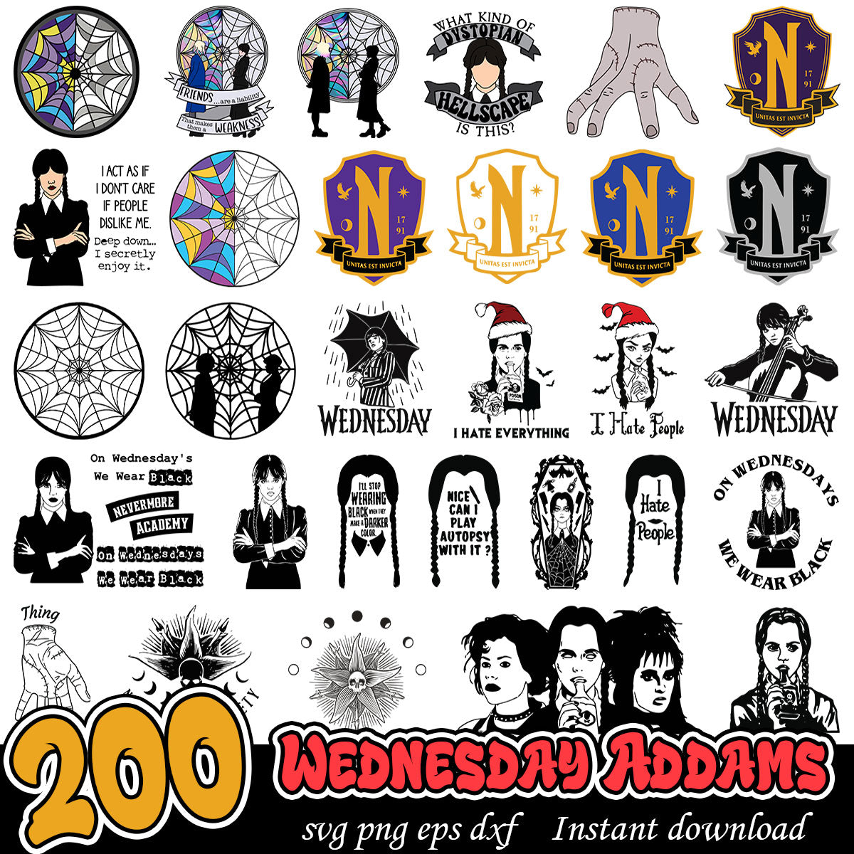 Wednesday Addams series svg, Wednesday Addams Tv series png bundle ...