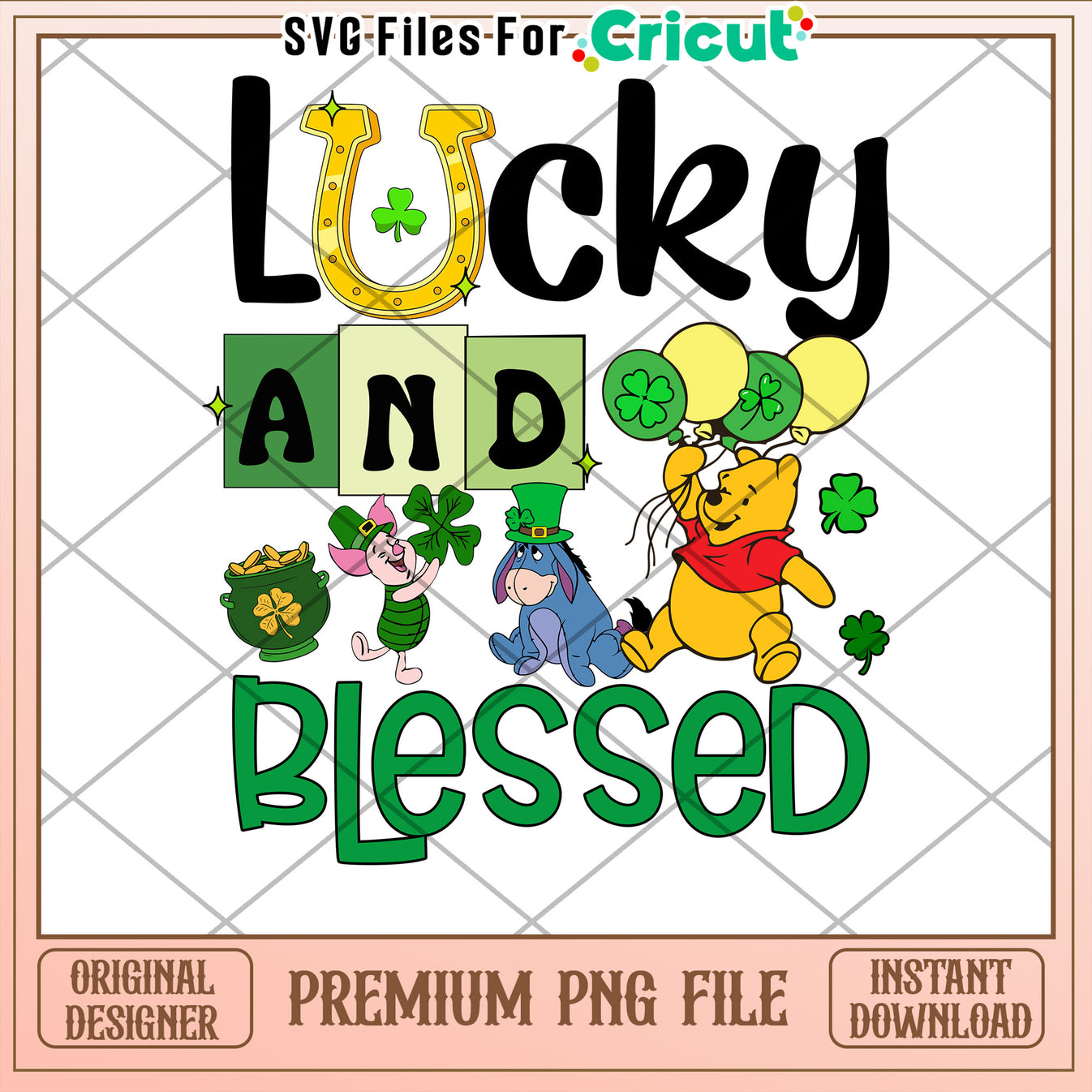 Winnie the Pooh Lucky Blessed PNG – svg files for cricut