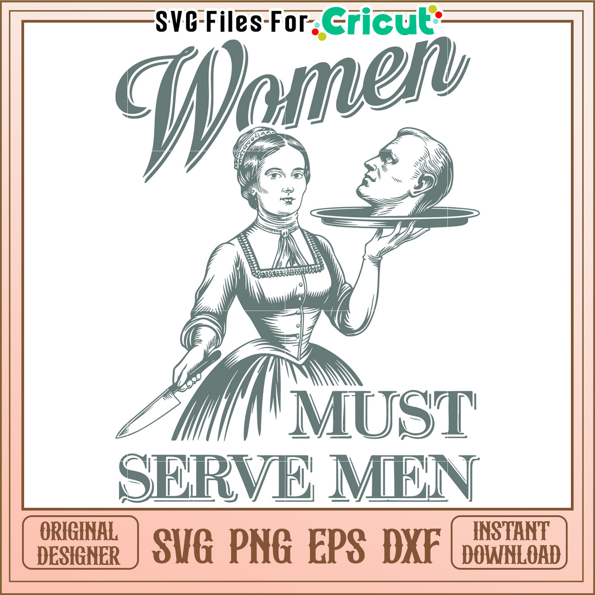 Women must serve men in vintage style illustration, bold statement art ...