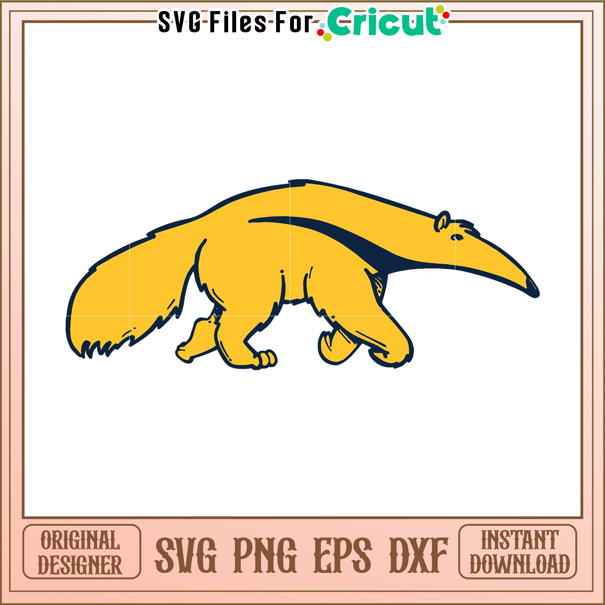 Yellow Anteater SVG Design for Cricut, Instant Download for Craft Proj ...