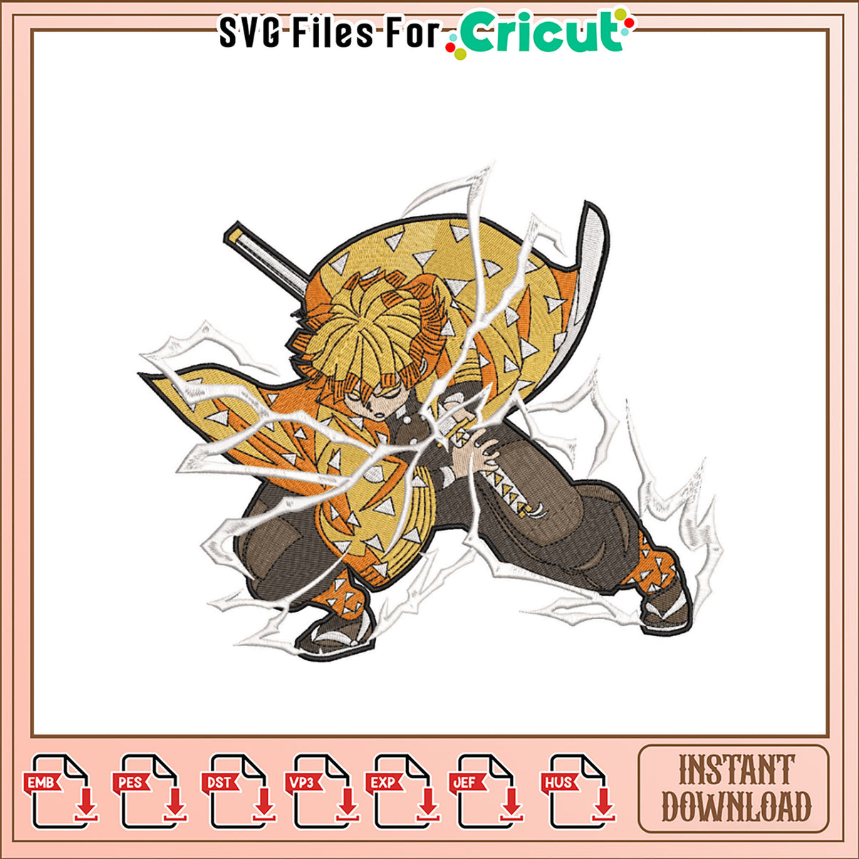 Zenitsu Agatsuma Embroidery Design Instant Download – svg files for cricut