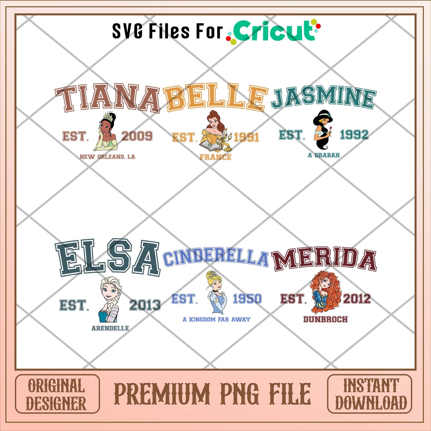 Disney Princess names png bundle ver 2 – svg files for cricut