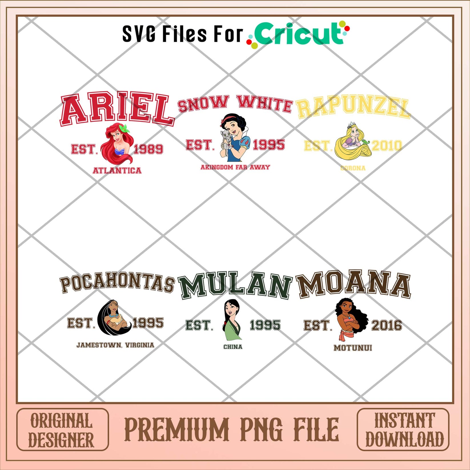 Disney Princess names png bundle ver 3 – svg files for cricut