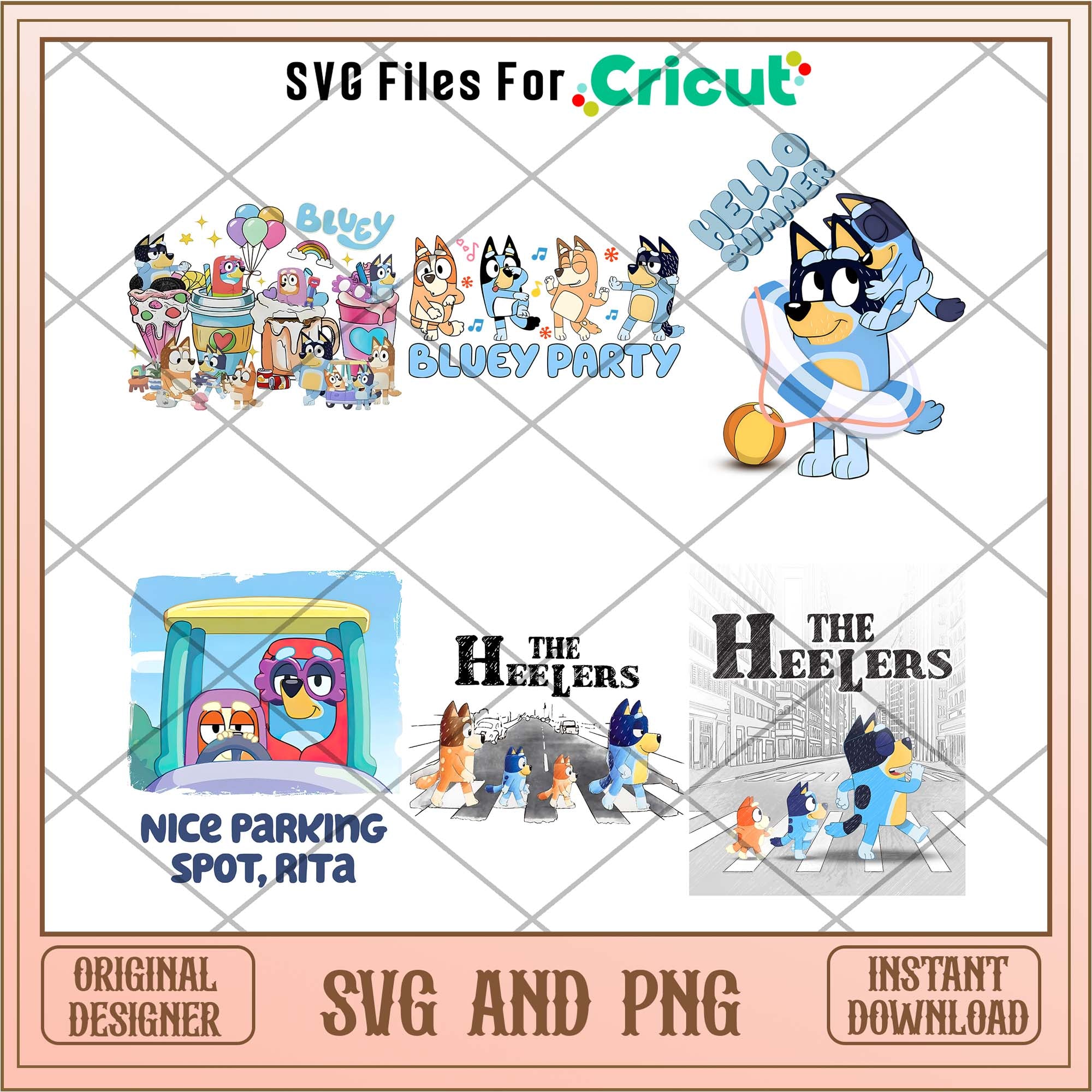 Bluey cartoon characters life png bundle – svg files for cricut