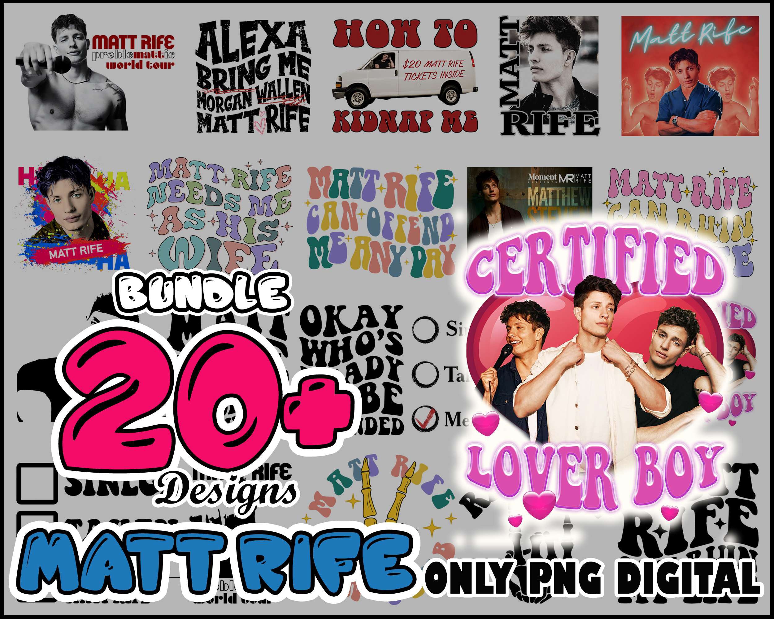 Matt rife certified lover boy bundle png, Matt rife png – svg files for ...