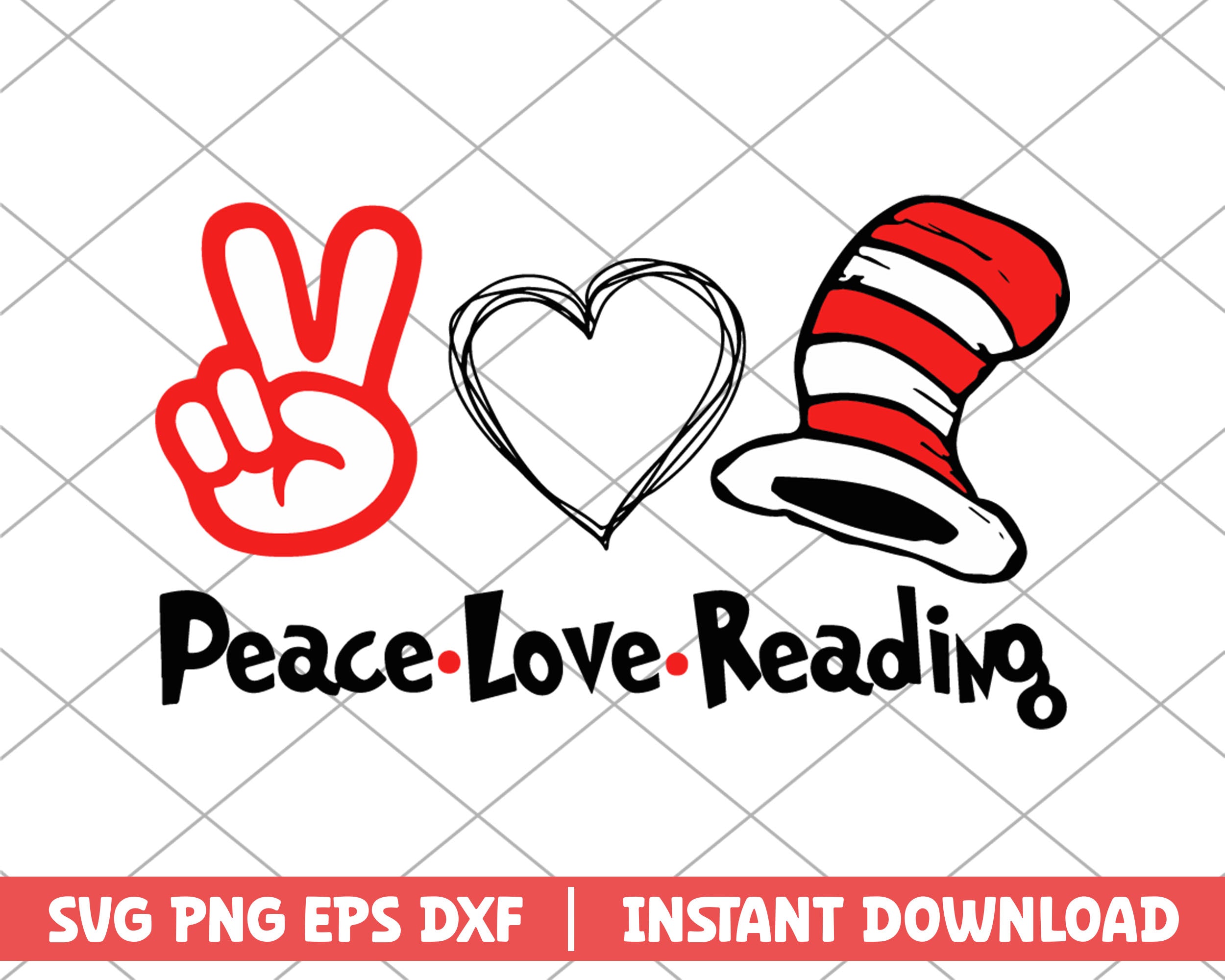Peace love reading dr.seuss svg – svg files for cricut