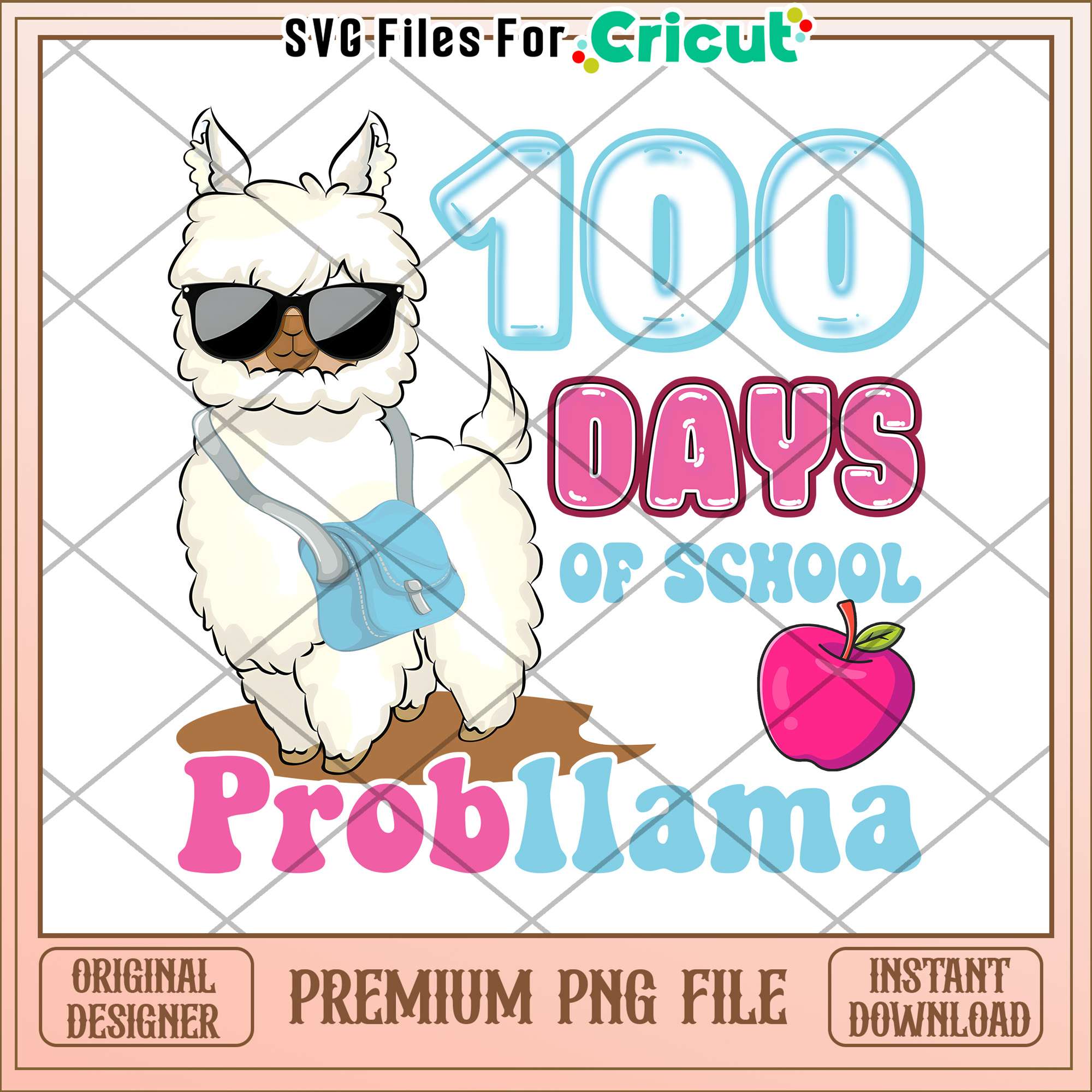 pllama 100 days of school no brobllama png, school png – svg files for ...