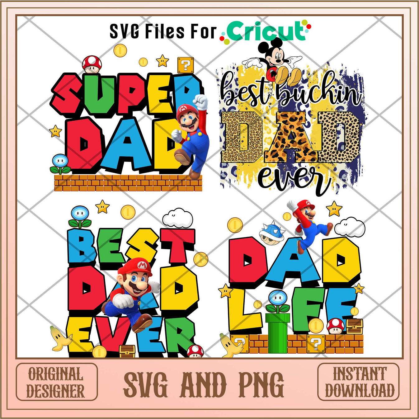 Super Mario family super dad png bundle – svg files for cricut