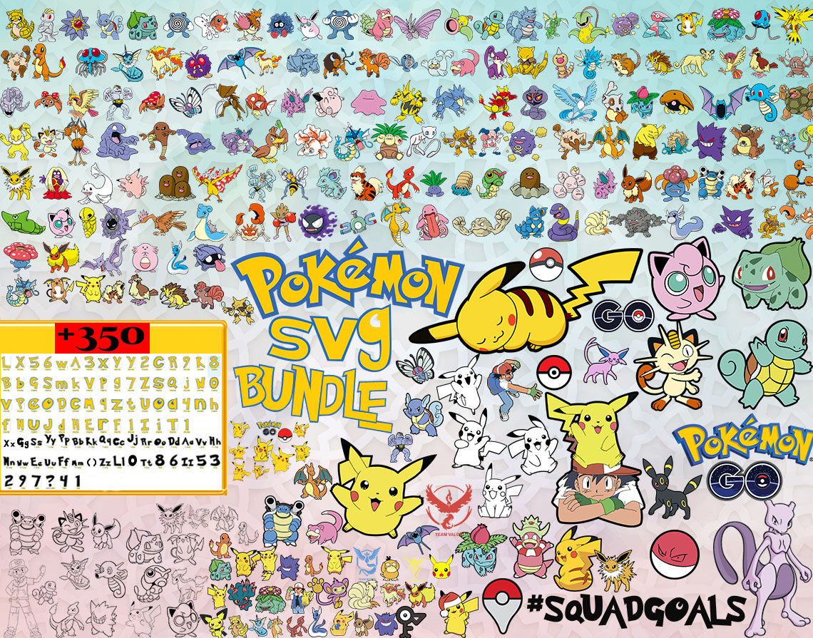 Pokemon Svg bundle, 350+ Pokemon svg files, Pokemon Clipart, Pikachu s ...