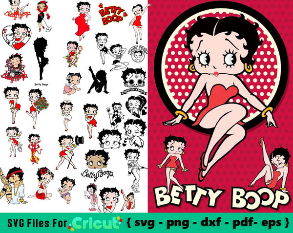 Betty Boop Svg Bundle, svg files for cricut, Betty Boop Png, Clipart,